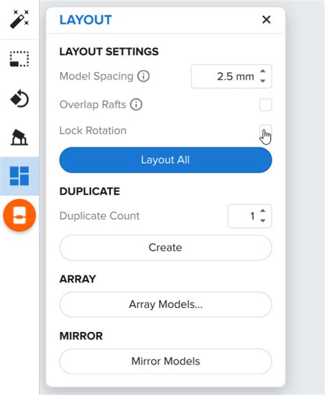Automatic Layout Settings For SLA Printing
