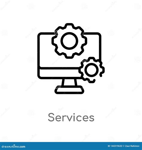Outline Services Vector Icon Isolated Black Simple Line Element Illustration From Technology