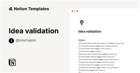 Idea Validation Template By Idea OS Validate Your Startup Idea Notion Marketplace