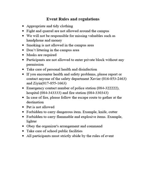 Event Rules And Regulationss Pdf
