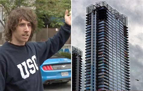 Performance Artist Films Tightrope Walk At Las Graffiti Towers Los