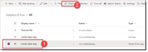 how to share a model driven app