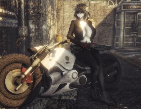 Rule 34 3d Big Breasts Biker Girl Biker Jacket Black Hair Boob Window Gun Sunglasses 9002047