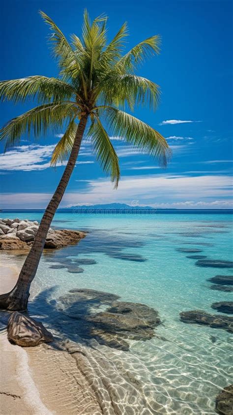 A Huge Coconat Palm Tree In The Corner Of Maldives Islands Ai
