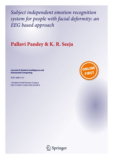 Pdf Subject Independent Emotion Recognition System For People With Facial Deformity An Eeg