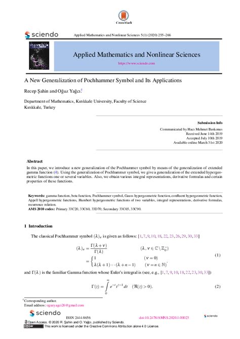 Pdf A New Generalization Of Pochhammer Symbol And Its Applications