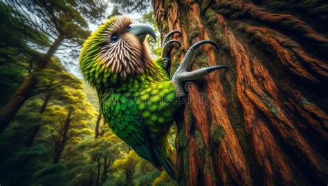 Kakapo Climbing A Tree In New Zealand Stock Illustration Illustration Of Tree Forest 334470773