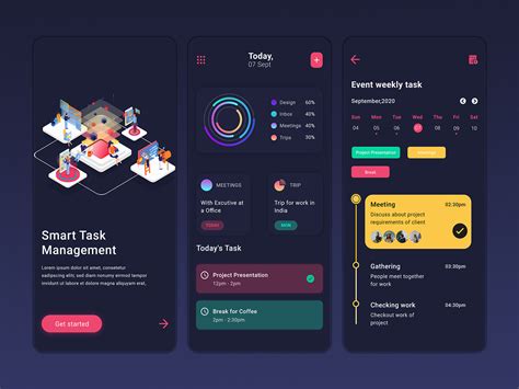 smart task management app ui by kuldeep jiyani on dribbble