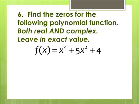 Ppt Solving Polynomial Functions Involving Complex Numbers Powerpoint