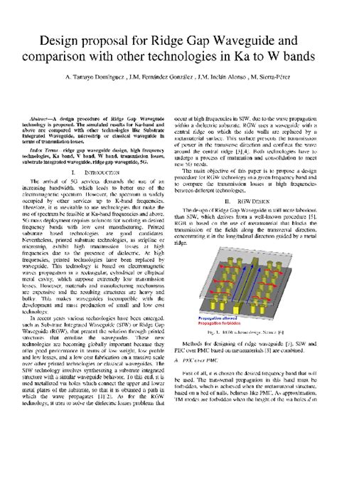 Pdf Design Proposal For Ridge Gap Waveguide And Comparison With Other Technologies In Ka To W
