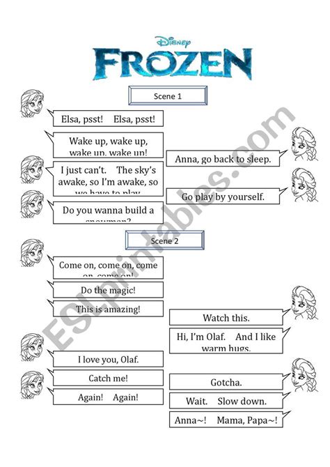 Frozen Act Out Script Esl Worksheet By Booklvr18