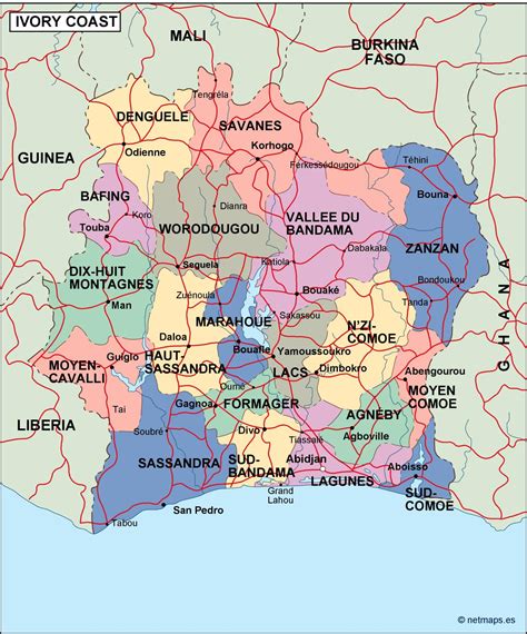 Ivory Coast Political Map Vector Eps Maps Eps Illustrator Map