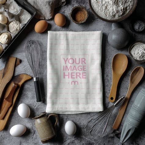 Tea Towel Flat Lay Mockup For Branding Design Mediamodifier