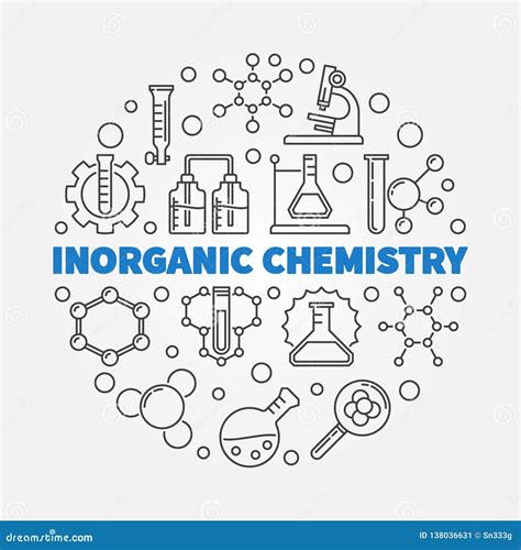 Inorganic Chemistry Vector Round Illustration In Thin Line Style Stock Vector Illustration Of