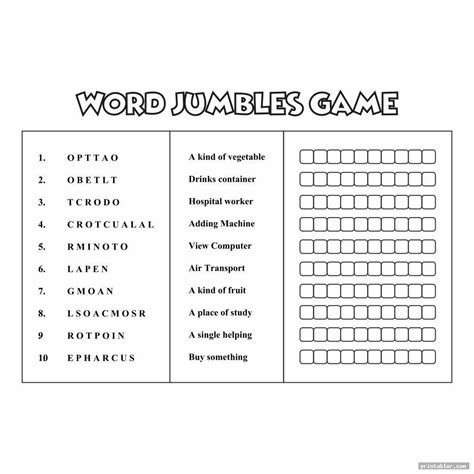 Jumble Word Games Online Free