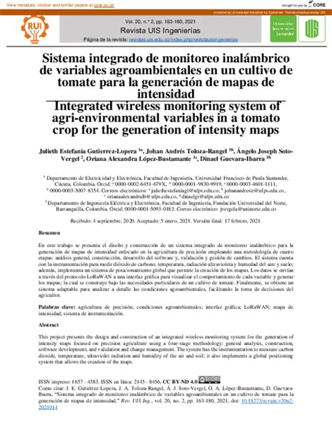 Pdf Sistema Integrado De Monitoreo Inalámbrico De Variables Agroambientales En Un Cultivo De