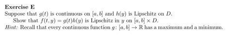 solved exercise e suppose that g t is continuous on [a b]