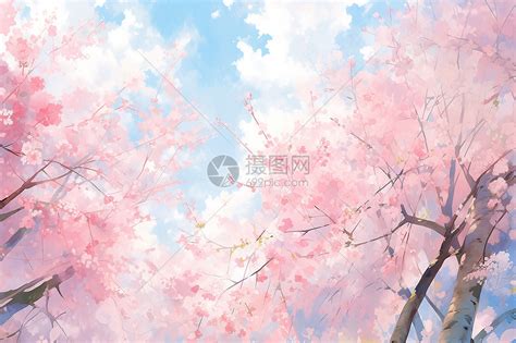 樱花盛开的春天插画图片下载 正版图片600937901 摄图网