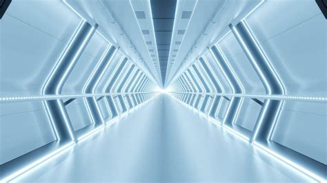 3d loop animation of illuminated futuristic tunnel sci fi background stock footage video of