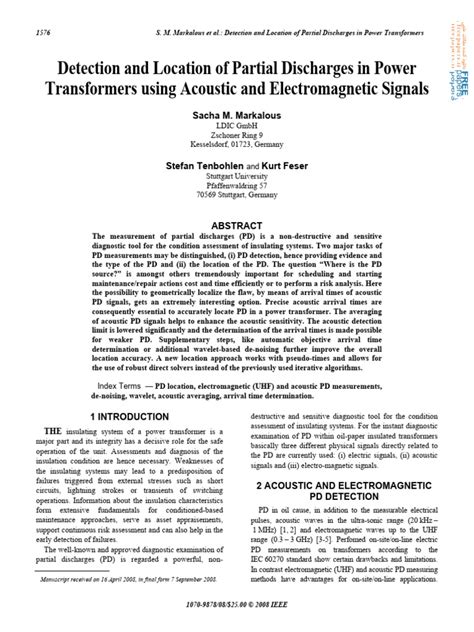 Detection And Location Of Partial Discharges In Power Transformers Using Acoustic And