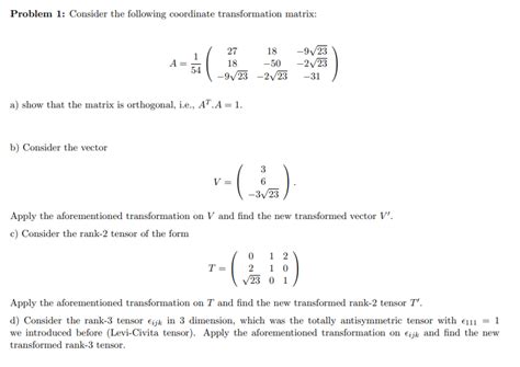 Solved Problem 1 Consider The Following Coordinate