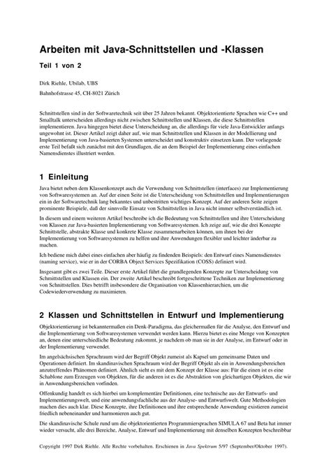 Pdf Arbeiten Mit Java Schnittstellen Und Klassen