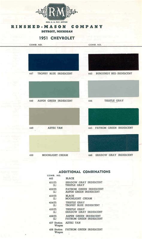 Chevrolet Paint Codes And Color Charts