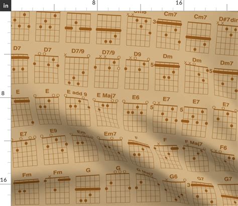 Guitar Chords Brown On Tan Fabric Spoonflower