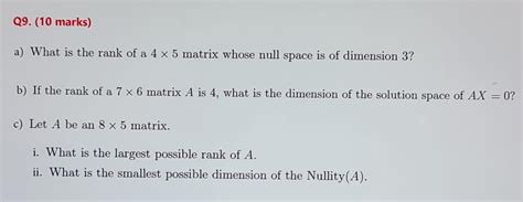 solved a what is the rank of a 4×5 matrix whose null space
