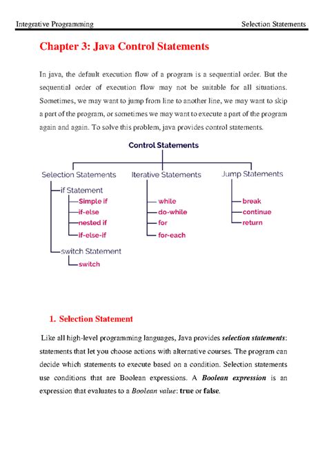 Integrative Programming Java Control Statements Chapter 3 Studocu