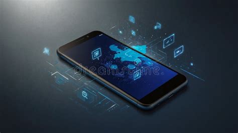 Smart Mobile Device With Futuristic Digital Interface Stock Illustration Illustration Of