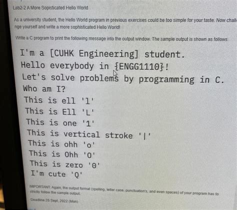 Solved Lab2 2 A More Sopisticated Hello World As A