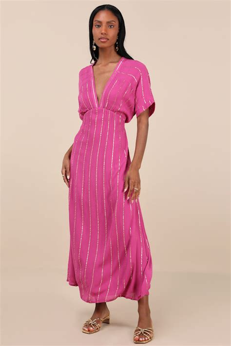 Magenta Maxi Dress Dolman Sleeve Maxi Dress Relaxed Maxi Lulus