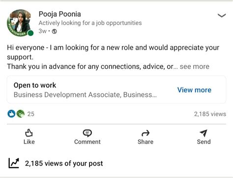 pooja poonia on linkedin please don t ignore this post there is 2185 views but only 25 likes