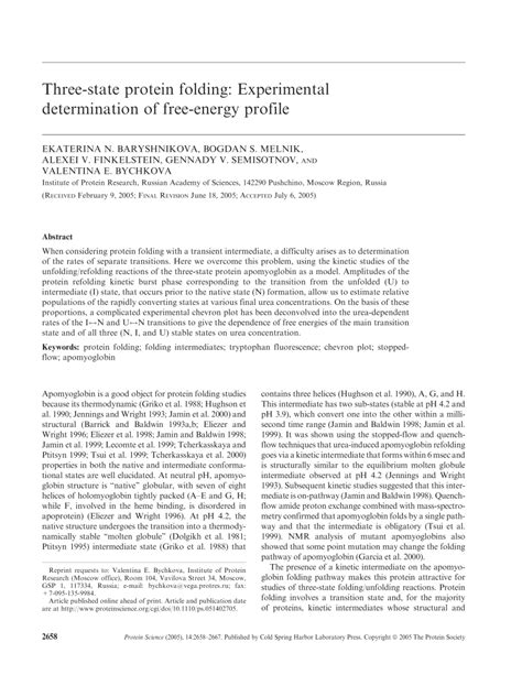 Pdf Three State Protein Folding Analysis Of A Chevron Plot For Three State Unfolding