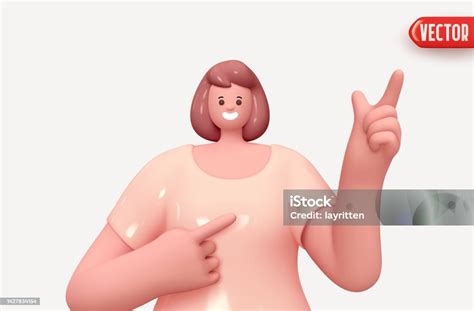 행복한 쾌활한 젊은 여성은 엄지 손가락으로 손짓을 보여줍니다 캐주얼을 입은 잘 생긴 소녀 현실적인 만화 캐릭터 긍정적 인 3d 사람들을 닫습니다 벡터 일러스트 레이 션