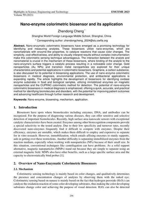 Pdf Nano Enzyme Colorimetric Biosensor And Its Application