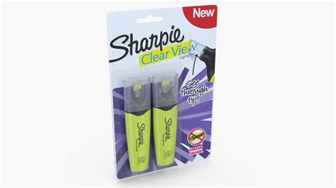 2 Sharpie Highlighter Markers With Package 3d Model 29 3ds Blend C4d Fbx Max Ma Lxo