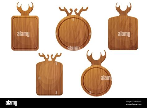 Cutting Board Wooden Circle Chopping Desk With Horns Top View In