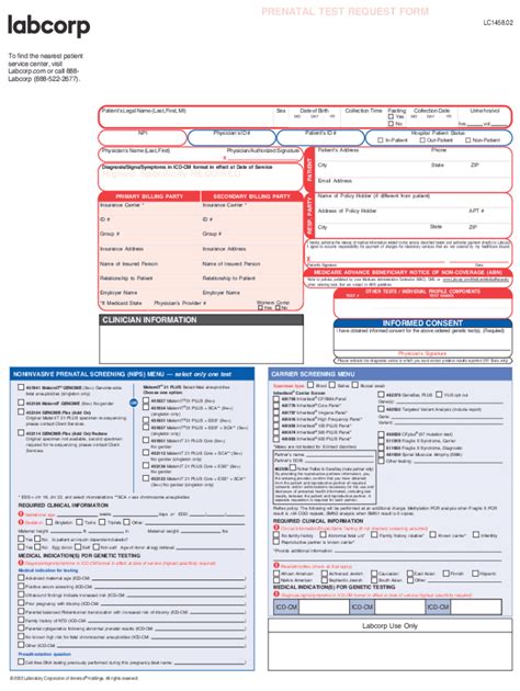 Fillable Online Labcorp Pregnancy And Prenatal TestingWomen S Health Fax Email Print PdfFiller