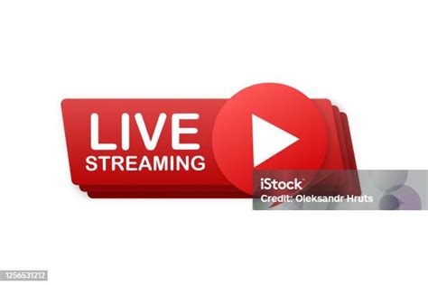 라이브 스트리밍 플랫 로고 재생 버튼빨간색 벡터 디자인 요소 벡터 일러스트레이션 터치아웃에 대한 스톡 벡터 아트 및 기타 이미지