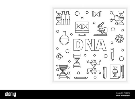 Dna Concept Vector Square Design Element Made With Deoxyribonucleic Acid And Science Linear