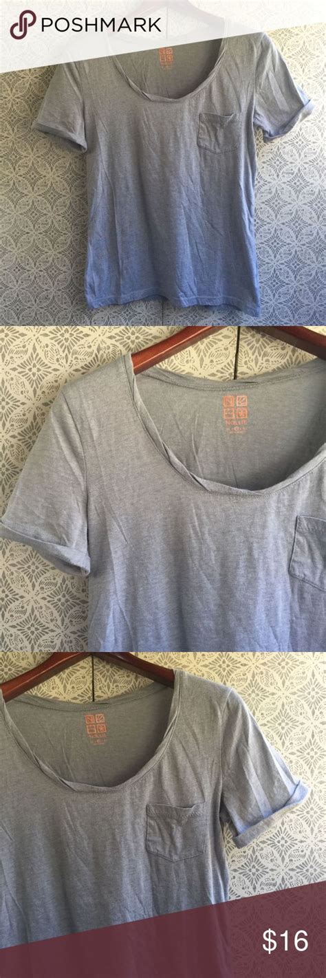 Pacsun Light Gray Pocket Tee Cuffed Sleeves Tees Striped Shirt Women