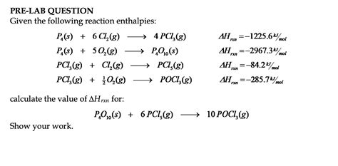 Solved PRE LAB QUESTION Given The Following Reaction Chegg