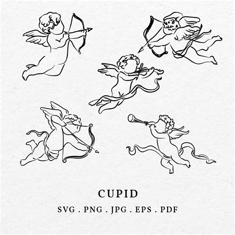 Hand Drawn Cupid Illustration Svg Png Drawing Cupid Line Art Cupid
