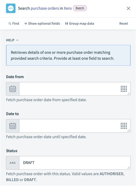 Workato Connectors Xero Search Purchase Orders Action Workato Docs