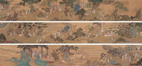 Qiu Ying 仇英 《百美图》 明 仇英 绢本设色 纵150厘米 横53厘米 北京故宫博物院藏 此幅《百美图》手卷为其工笔重彩人物