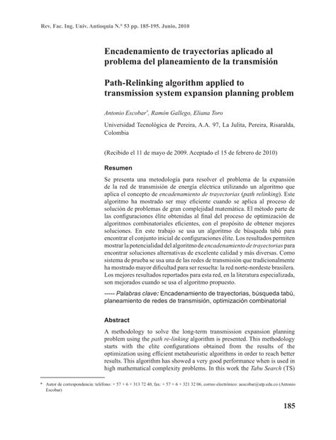 Pdf Path Relinking Algorithm Applied To Transmission System Expansion Planning Problem