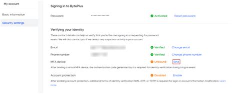 Using Multi Factor Authentication Byteplus Billing Console Byteplus