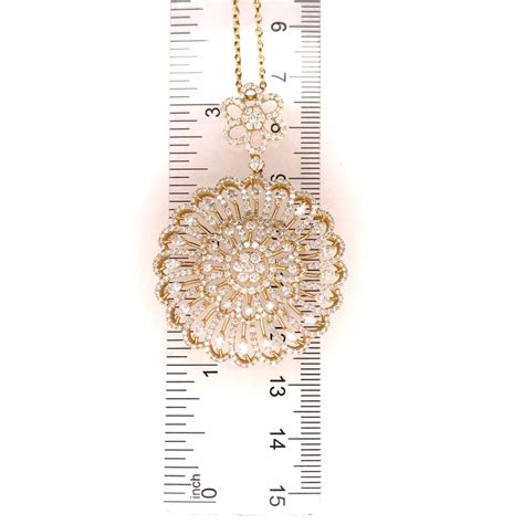 18k Diamond Flower And Drop Pendant On Diamond By The Yard Chain Yellow